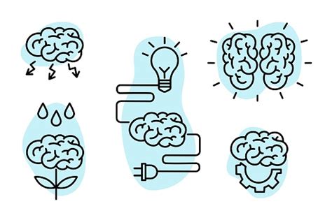 두뇌 브레인 스토밍 아이디어 창의력 색상 얼룩과 윤곽 스타일의 지식 개념 세트 아이콘 개념에 대한 스톡 벡터 아트 및 기타 이미지 Istock