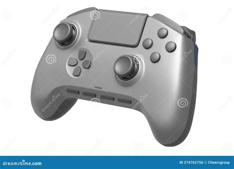 Realistic Video Game Joystick With Metallic Chrome Texture Isolated On White Stock Illustration