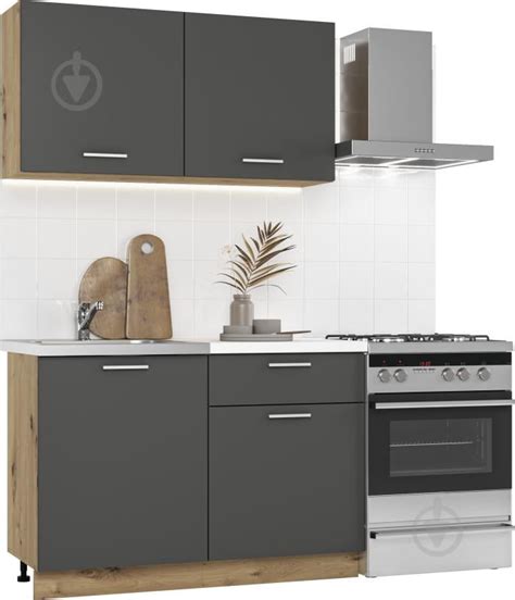 ᐉ Кухня Грейд Влада ДСП 1 2м графіт сірий дуб артізан • Краща ціна в Києві Україні • Купити в