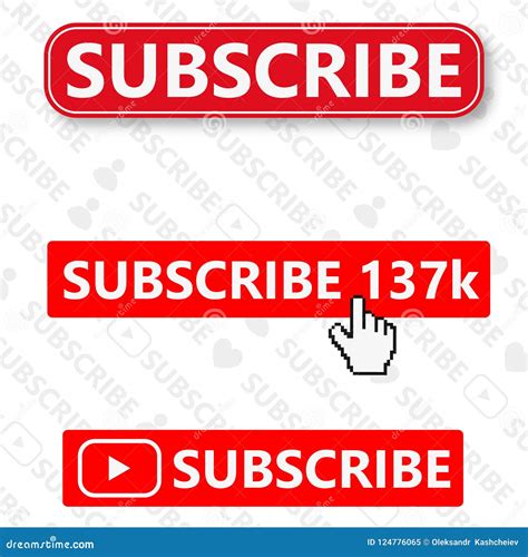 SUBSCRIBE Channel Button Color And Hand Cursor With Shadow Vector EPS Stock Illustration