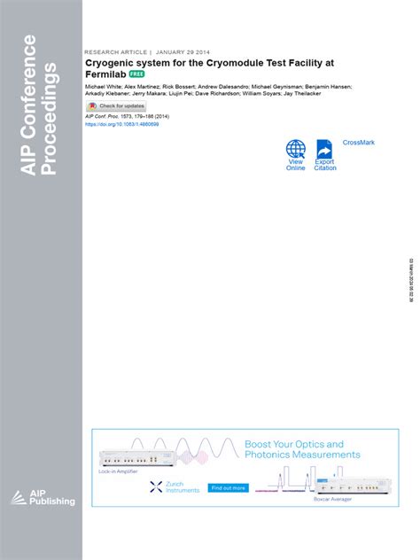 White Et Al 2014 Cryogenic System For The Cryomodule Test Facility Pdf Particle