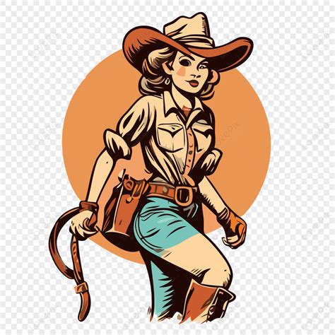 Vintage Cowgirl Vector Cartoon Sticker Free Png And Clipart Image For