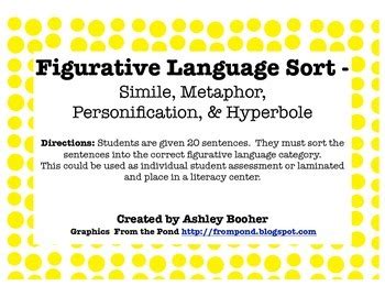 Figurative Language Sort Simile Metaphor Personification Hyperbole
