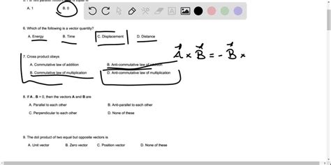 SOLVED The Dot Product Of Two Vectors Is Negative When They Are Parallel They Are Perpendicular
