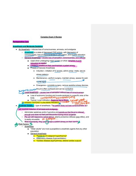 Complex 1 Exam 3 Exam Review Complex Exam 3 Review Perioperative