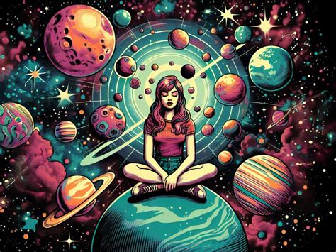Girl Dreaming Of Outer Space Stock Illustration Illustration Of