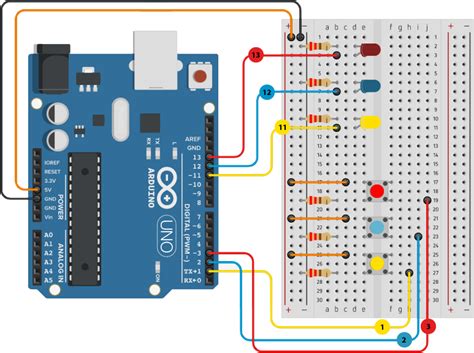 3 Buton Ile 3 Farklı Led Yakma Uygulaması