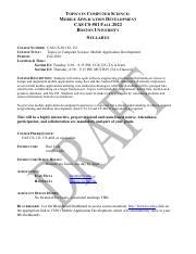 CS501 Fall 2022 Syllabus 3 Pdf TOPICS IN COMPUTER SCIENCE MOBILE APPLICATION DEVELOPMENT CAS
