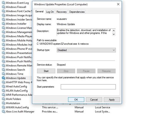 Disable Windows Update ใน Windows 10