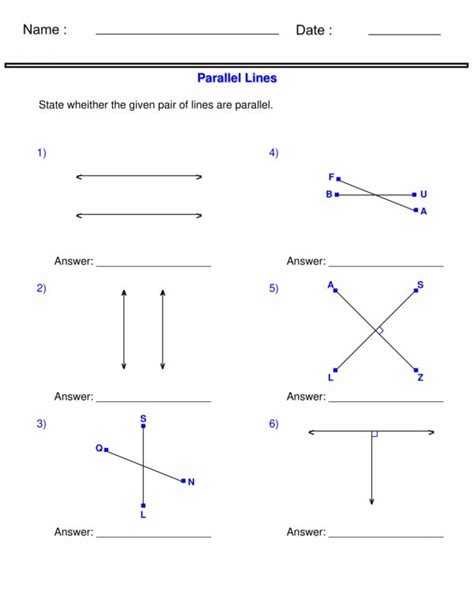 Identifying Parallel Lines Parallel And Perpendicular Lines Worksheets Made By Teachers