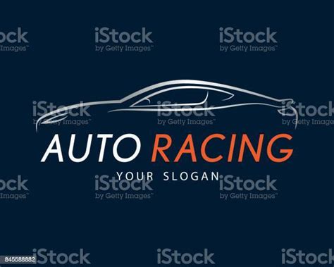 진한 파란색 배경에 자동 경주 기호입니다 딜러 상점 서비스 스테이션 쇼 룸 또는 기업의 정체성을 위한 스포츠 자동차 기호 디자인 차에 대한 스톡 벡터 아트 및 기타 이미지