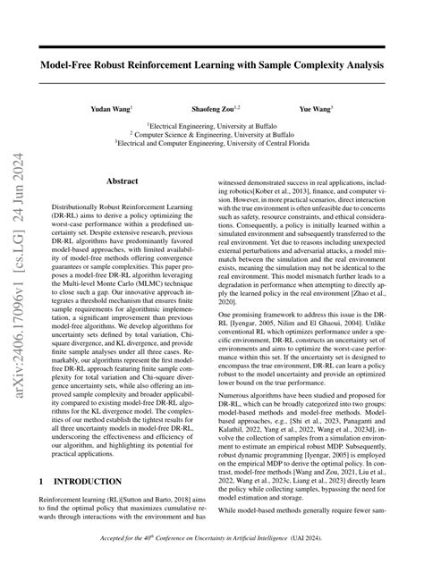 Pdf Model Free Robust Reinforcement Learning With Sample Complexity