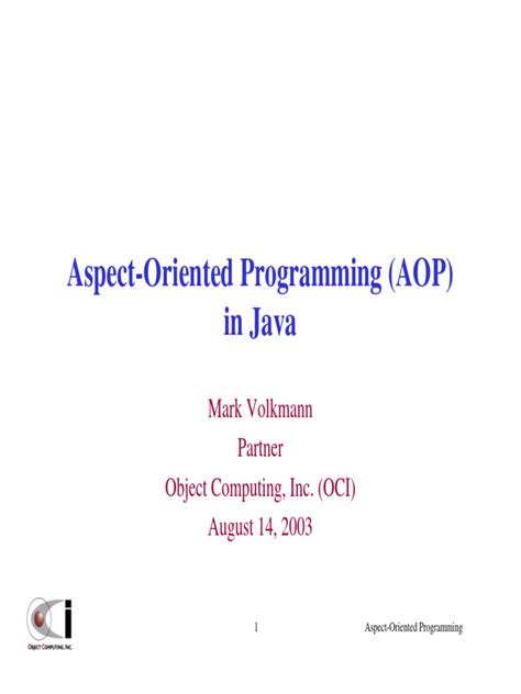 aspect oriented programming aop in java mark volkmann partner object