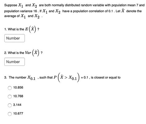 Solved Suppose X1 And X2 Are Both Normally Distributed Random Variable