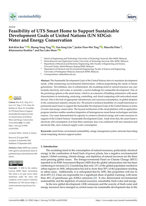Pdf Feasibility Of Uts Smart Home To Support Sustainable Development
