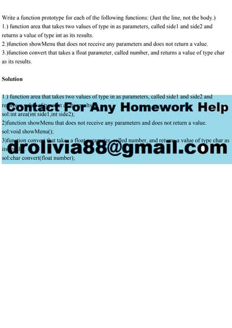 Write A Function Prototype For Each Of The Following Functions Juspdf