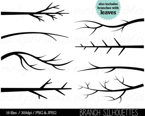 Simple Tree Branch Silhouettes