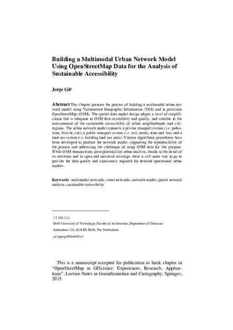 Pdf Building A Multimodal Urban Network Model Using Openstreetmap