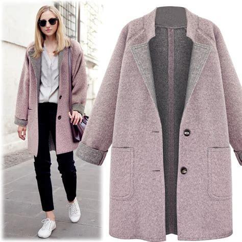 Womens Overcoat Outwear Winter Wool Coat Trench Top Clothes Loose Plus
