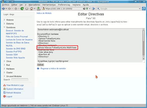 Usuariodebian Quitar índices De Directorio En Apache