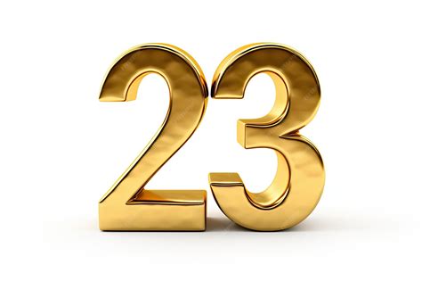 Premium Photo Gold Number 23 Twenty Three On White Background