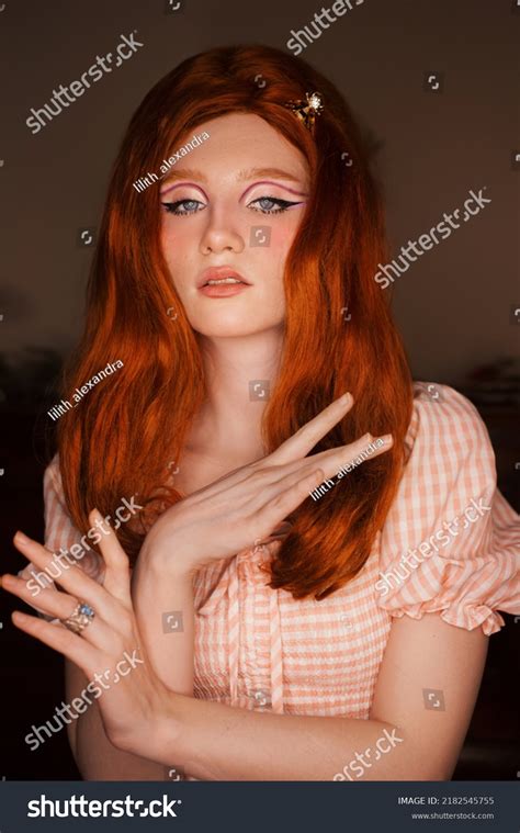 Redhead Pinup Girl Retro Hairstyle Creative Stock Photo Shutterstock