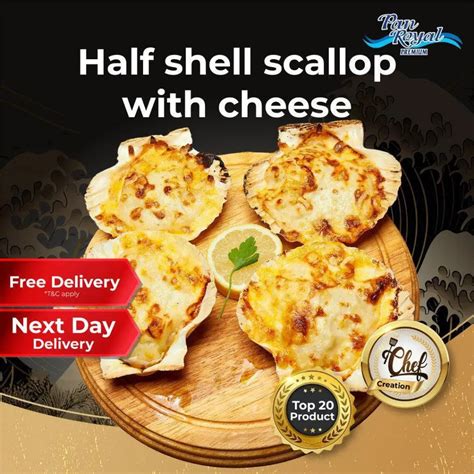 [pan Royal] Frozen Half Shell Scallop With Cheese 6 Pcs Pan Ocean Singapore Sea Through Us