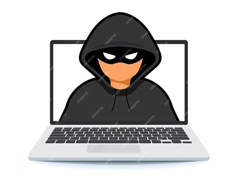 Premium Vector Hacker Attacks And Web Security Hacker Cybercriminal With Laptop Stealing