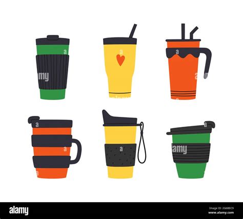 Set Of Tumblers With Cap Handle And Straw Reusable Cups And Thermo