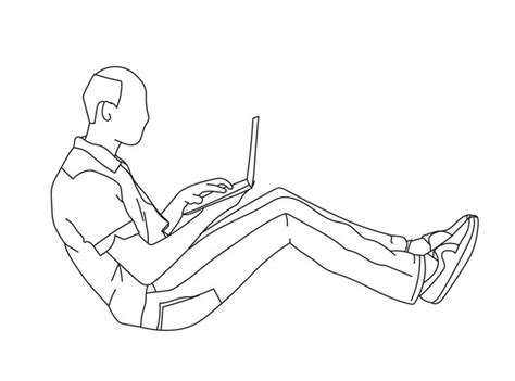 남자 소년 라인 아트 드로잉 프리미엄 벡터