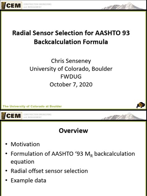 Selection Of Fwd Radial Sensor For Backcalculation By Chris Senseney