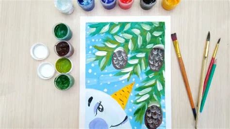 Наталья Свиридова ИЗО Зимний сюжет с шишками Рисуем гуашью Смотреть онлайн в поиске