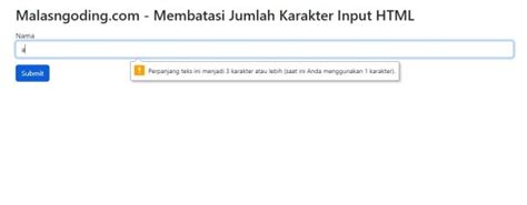 Membatasi Jumlah Karakter Input Html Malas Ngoding