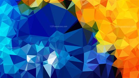 Blue And Orange Polygonal Triangular Background