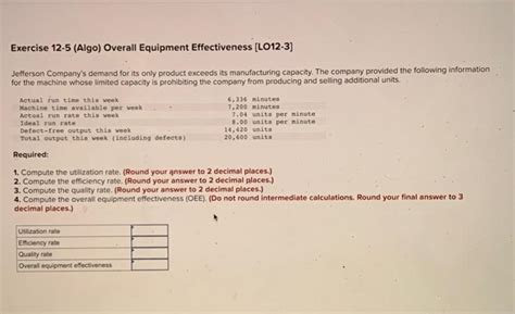 Solved Exercise 12 5 Algo Overall Equipment Effectiveness