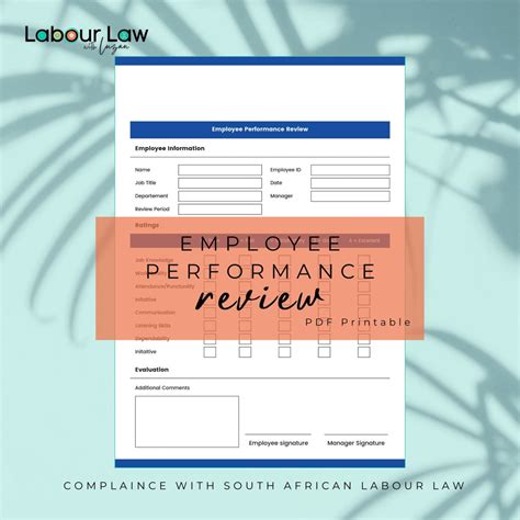Employee Performance Review Form Template Labour Law With Luzan