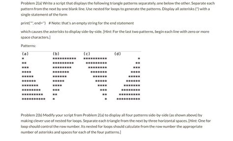 Problem 2a Write Script That Displays The Following Triangle Patterns