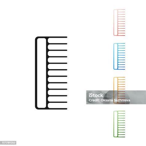 흰색 배경에 격리 된 검은 헤어 브러시 아이콘입니다 빗 머리 기호 이발사 기호입니다 다채로운 아이콘을 설정합니다 벡터 일러스트레이션 개인 장식품에 대한 스톡 벡터 아트 및