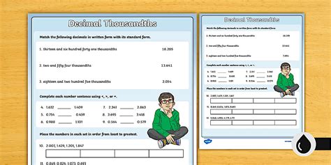 Represent Compare And Order Decimal Numbers To Thousandths Activity