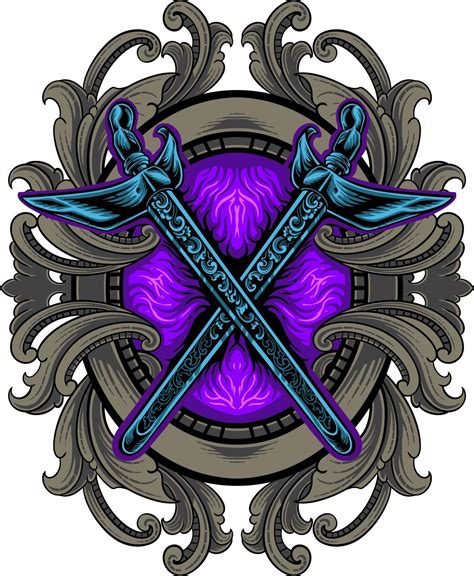 Vector Traditional Weapon With Engraved Ornament 20546878 Vector Art At
