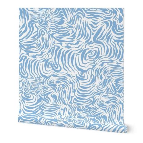 Cornflower Blue Wiggly Line Work Large Spoonflower