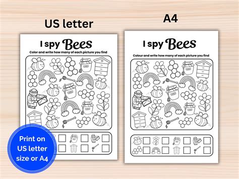 I Spy Printable Activity Bee I Spy Game I Spy Printable Coloring