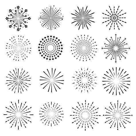 Premium Vector Firework Line Icon Set And Happy New Year Firework Vector Design