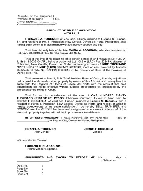 Affidavit Of Self Adjudication Pdf Government Natural Resources Law