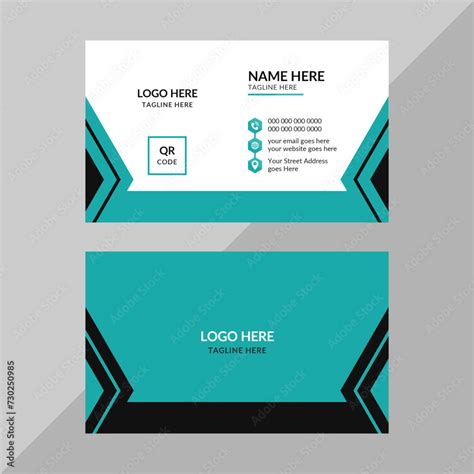 Double Sided Creative Business Card Template Set Of Modern Blue And