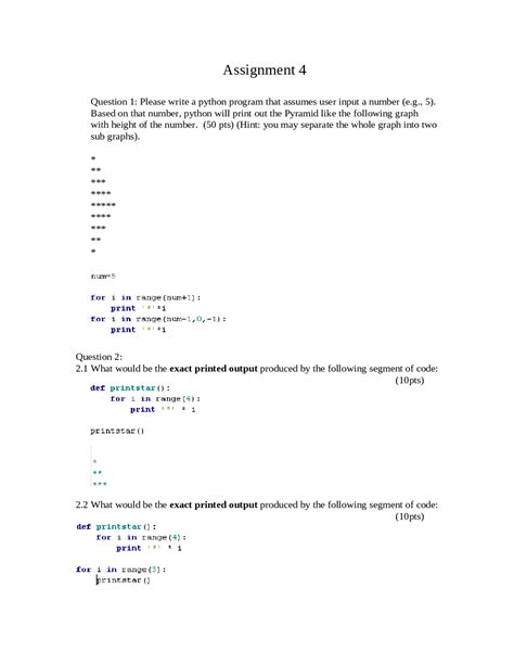 Assignment 4 Problems Introduction Computer Programming Non Majors