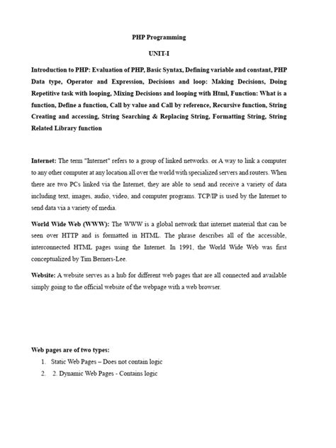php programming unit 1[1] pdf php world wide web