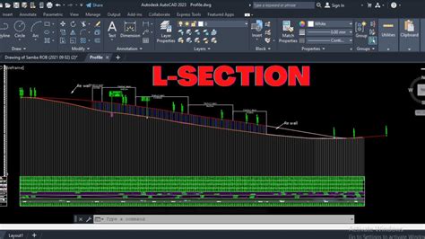 How To Draw The L Section Of The Road In Autocad L Section Of Road Cross Section Autocad