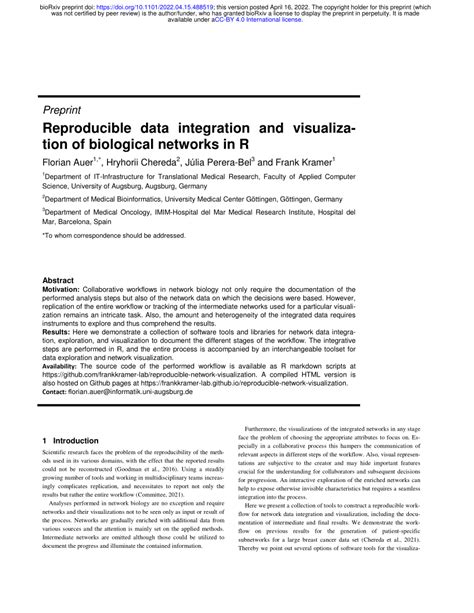 Pdf Reproducible Data Integration And Visualization Of Biological Networks In R
