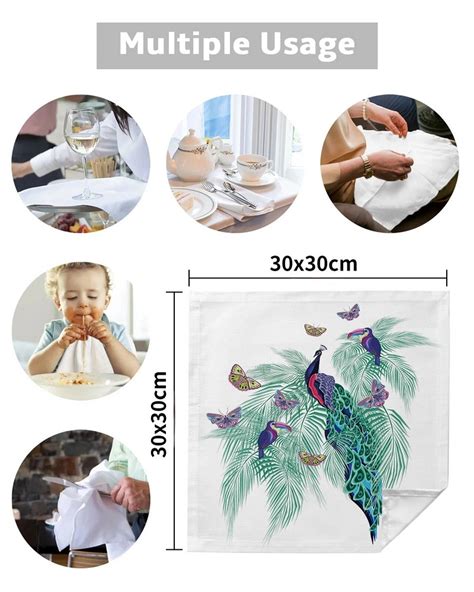 Badu Bg Паунови птици Цветни растения Многократна салфетка за маса Парти Сватбена украса